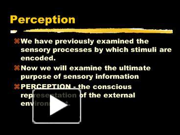PPT – Perception PowerPoint presentation | free to view - id: 1a59a-ZTk3Y
