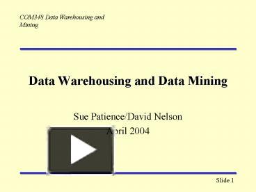 PPT – Data Warehousing and Data Mining PowerPoint presentation | free ...