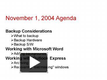 PPT – November 1, 2004 Agenda PowerPoint presentation | free to view ...
