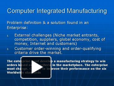 Computer Integrated Manufacturing presentation | free to view