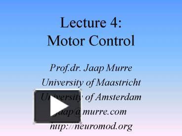 PPT – Lecture 4: Motor Control PowerPoint presentation | free to view ...