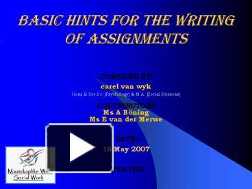 PPT – basIC hints for the writing of assignments PowerPoint ...