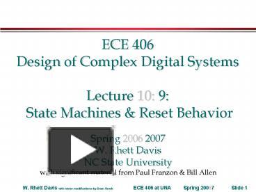 PPT – ECE 406 Design of Complex Digital Systems Lecture 10: 9: State ...