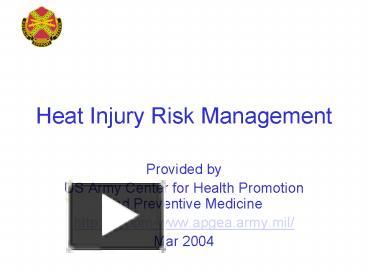PPT – Heat Injury Risk Management PowerPoint presentation | free to ...