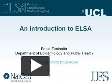 An introduction to ELSA presentation | free to view