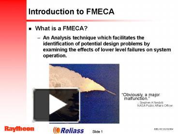 Introduction to FMECA presentation | free to view