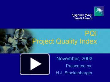 PQI Project Quality Index presentation | free to view