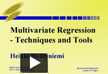 Multivariate Regression presentation | free to view