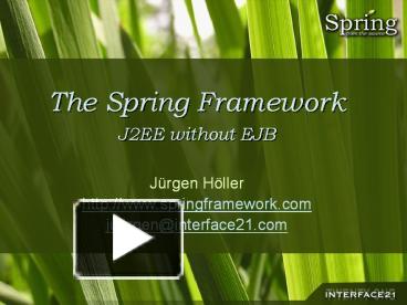 The Spring Framework J2EE without EJB presentation | free to view