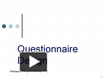 PPT – Questionnaire Design PowerPoint presentation | free to view - id ...