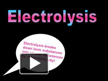 Electrolysis presentation | free to view