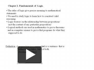 Chapter 2. Fundamentals of Logic. presentation | free to download