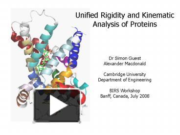 PPT – Unified Rigidity and Kinematic Analysis of Proteins PowerPoint ...