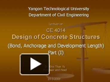 Lecture on CE 4014 Design of Concrete Structures presentation | free to ...