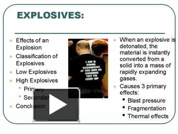 EXPLOSIVES: presentation | free to view