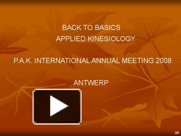 BACK TO BASICS presentation | free to view