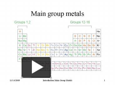 Main group metals presentation | free to view