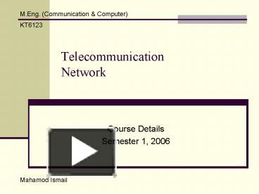 Telecommunication Network presentation | free to view