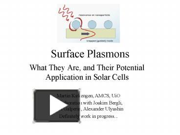 PPT – Surface Plasmons PowerPoint presentation | free to view - id ...