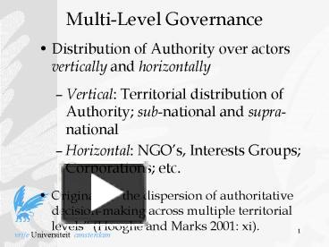 MultiLevel Governance presentation | free to view