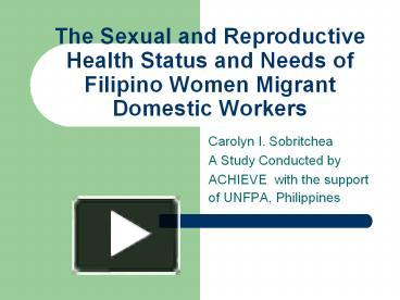 The Sexual and Reproductive Health Status and Needs of Filipino Women ...
