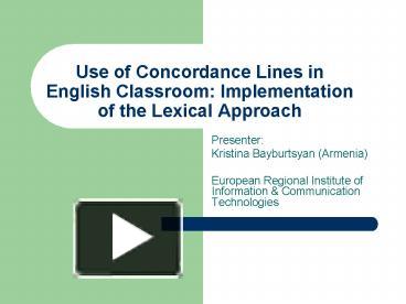 PPT – Use of Concordance Lines in English Classroom: Implementation of ...