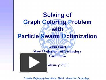 PPT – Solving of Graph Coloring Problem with Particle Swarm ...
