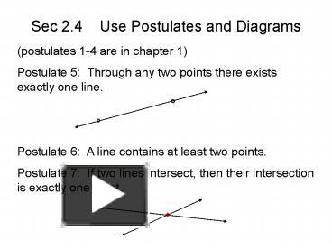 PPT – Sec 2'4 Use Postulates and Diagrams PowerPoint presentation ...