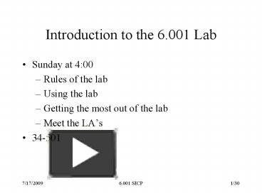 Introduction to the 6.001 Lab presentation | free to download