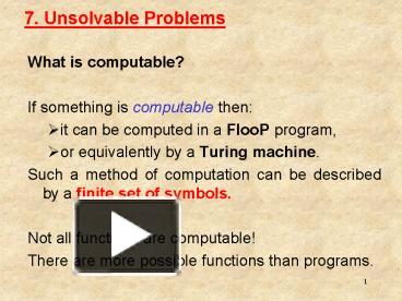 7' Unsolvable Problems presentation | free to view