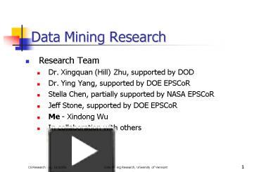 Data Mining Research presentation | free to view
