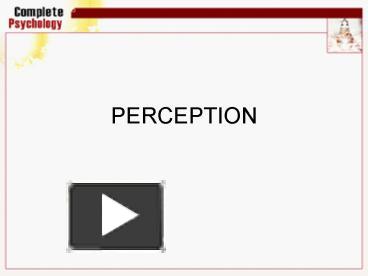PPT – PERCEPTION PowerPoint presentation | free to view - id: 1af1cd-ZDc1Z