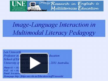 PPT – Image-Language Interaction in Multimodal Literacy Pedagogy ...