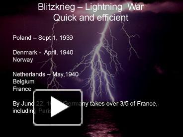 Blitzkrieg Lightning War presentation | free to view