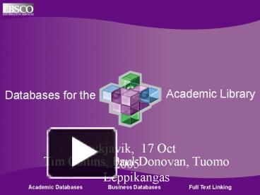 PPT – Databases for the PowerPoint presentation | free to view - id ...