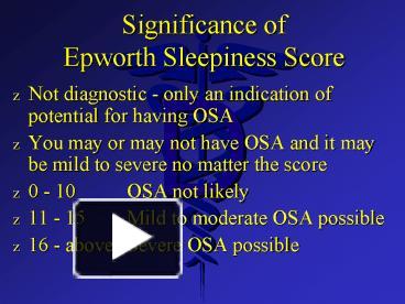 Significance of Epworth Sleepiness Score presentation | free to view