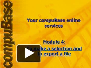 Your compuBase online services presentation | free to download