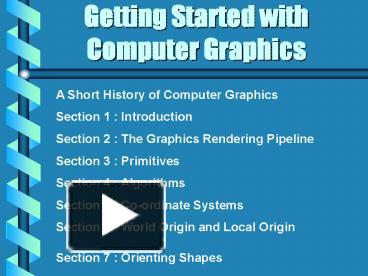 PPT – Getting Started with Computer Graphics PowerPoint presentation ...
