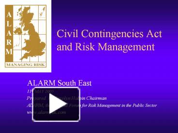 Civil Contingencies Act and Risk Management presentation | free to download