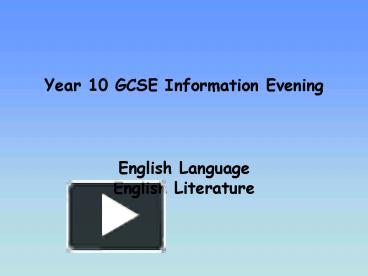 Year 10 GCSE Information Evening presentation | free to view
