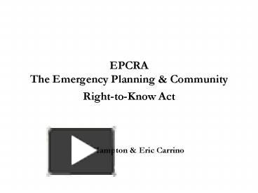 EPCRA The Emergency Planning presentation | free to view