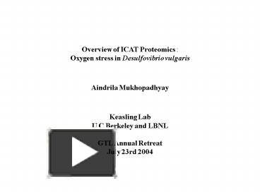 PPT – Overview of ICAT Proteomics : PowerPoint presentation | free to ...