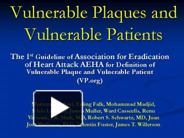 Vulnerable Plaques and Vulnerable Patients presentation | free to view