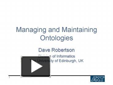 PPT – Managing and Maintaining Ontologies PowerPoint presentation ...