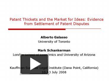 PPT – Patent Thickets and the Market for Ideas: Evidence from ...