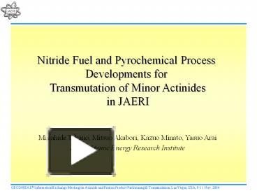 Nitride Fuel and Pyrochemical Process presentation | free to download