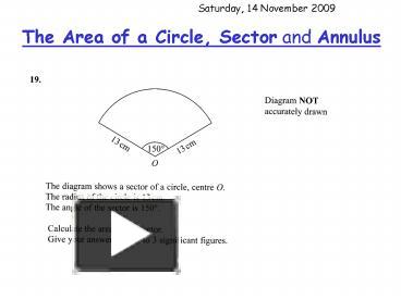 The Area of a Circle, Sector and Annulus presentation | free to view