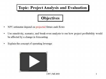 Chapter 8: Project Analysis presentation | free to view