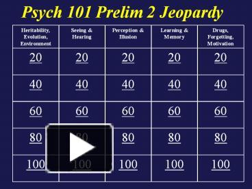 PPT – Psych 101 Prelim 2 Jeopardy PowerPoint presentation | free to ...