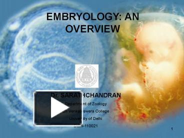 EMBRYOLOGY: AN OVERVIEW presentation | free to view